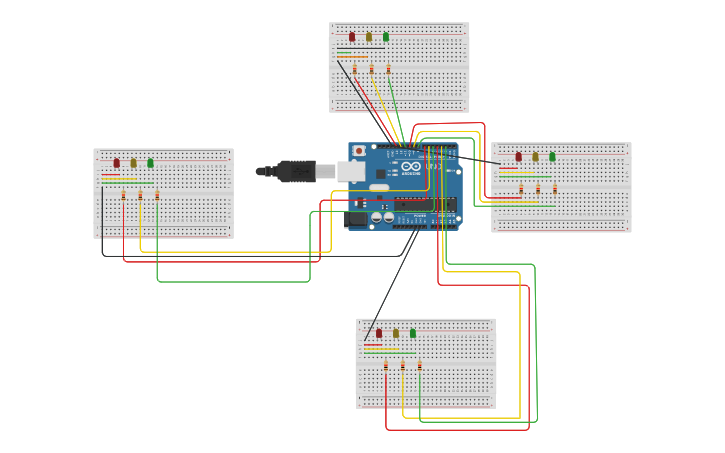 Circuit design Traffic light - Tinkercad