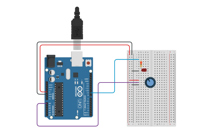 Circuit design Potentiometer - Tinkercad