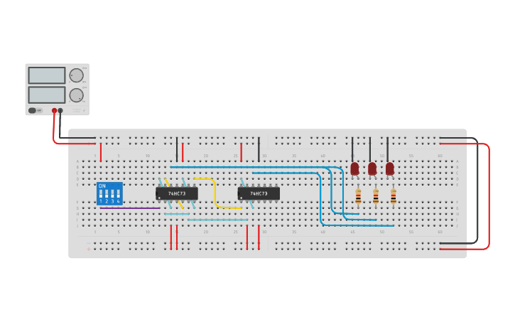 Circuit Design Mod 8 Asynchronous Down Counter Tinkercad