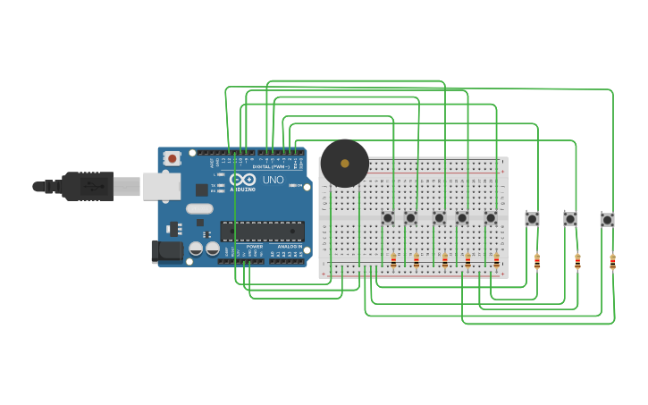 Circuit design Multiple tone keyboard - Tinkercad