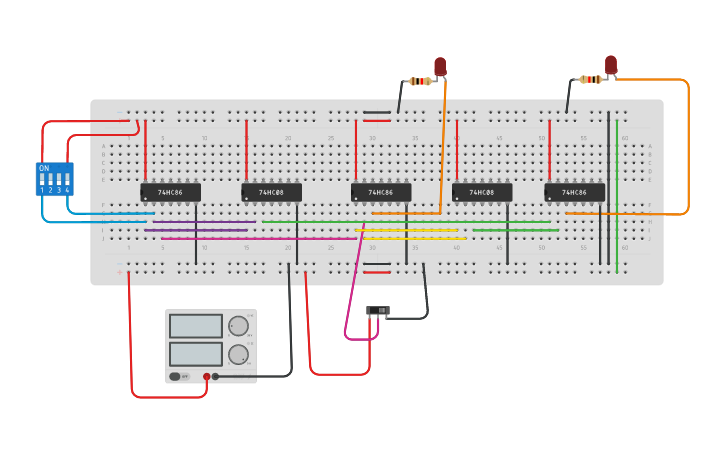 Circuit design Binary Full Adder - Tinkercad