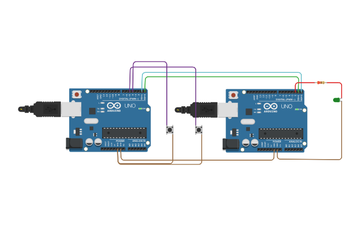Circuit design EX2: serial communication with two button -Ifwat | Tinkercad