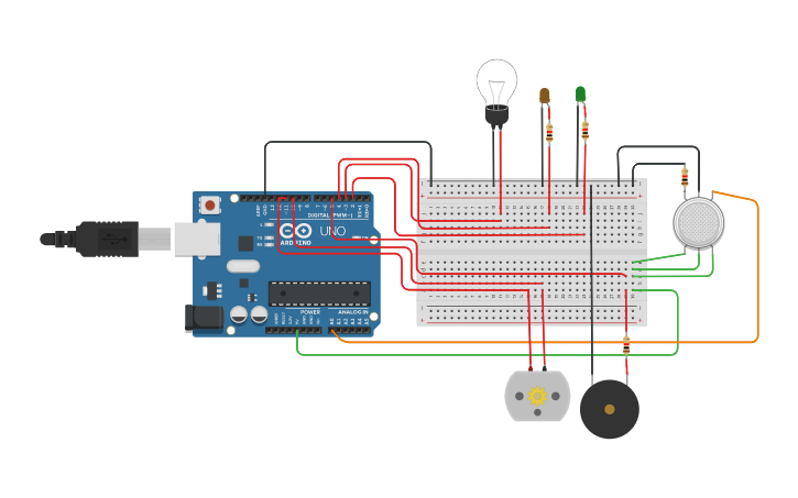 Circuit Design Gas Leakage Alarm Tinkercad
