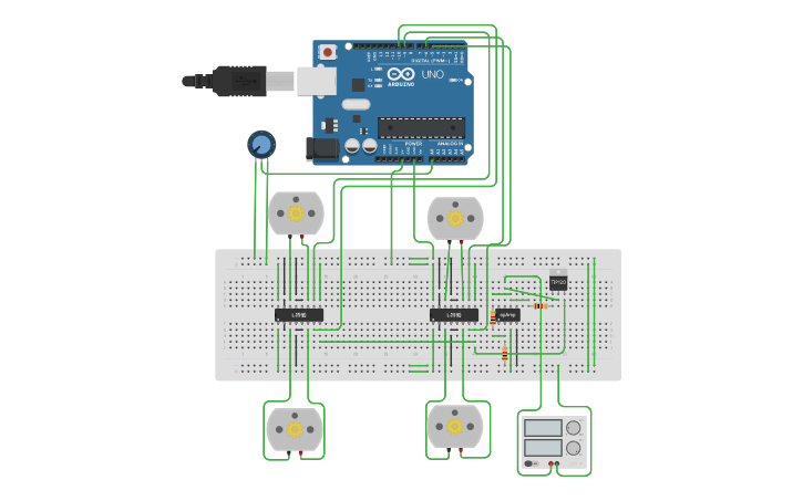 Circuit design Arduino y L293D | Tinkercad