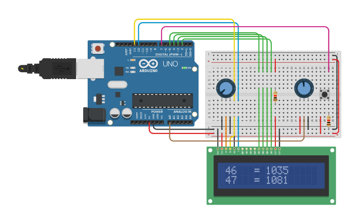 Circuit design arduino lcd teller | Tinkercad