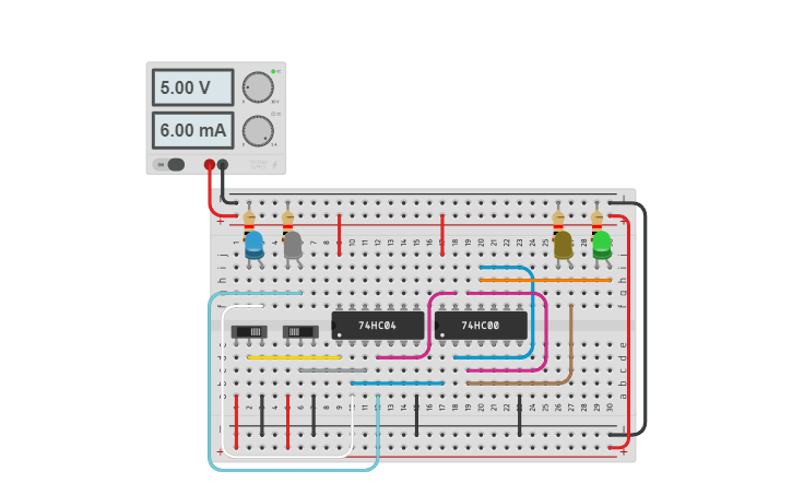 Circuit design RS FLIP FLOP NAND - Tinkercad