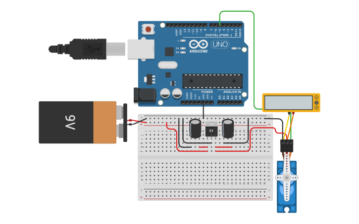 Circuit Design Servo Motor Tinkercad
