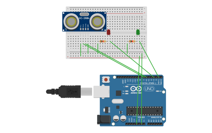 Circuit design sensor distance - Tinkercad