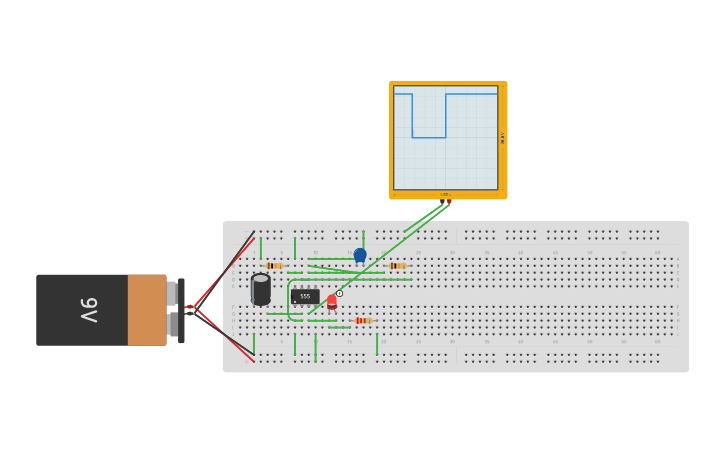 Circuit design Astable 555 - Tinkercad