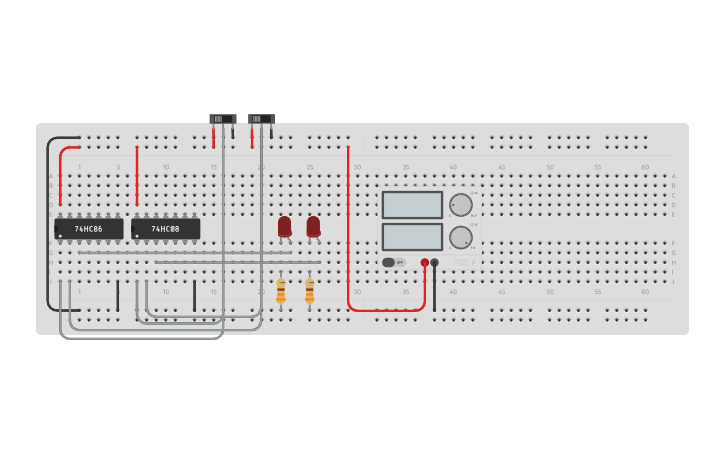 Circuit design IC74LS86/IC74LS08 | Tinkercad