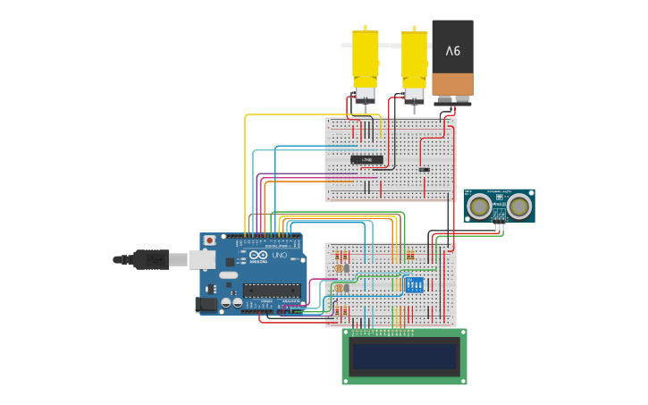 Circuit design Sumo Bot - Tinkercad