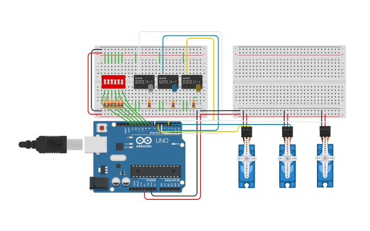 Circuit design Grafcet Relés Servo - Tinkercad