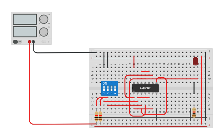 Circuit design Xnor through nor gate - Tinkercad