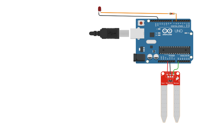 Circuit design RRR - LED+Soil Moisture Sensor - Tinkercad