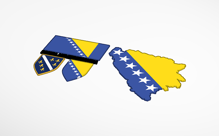 3D design Map of Bosnia & Herzegovina made from scratch - Tinkercad