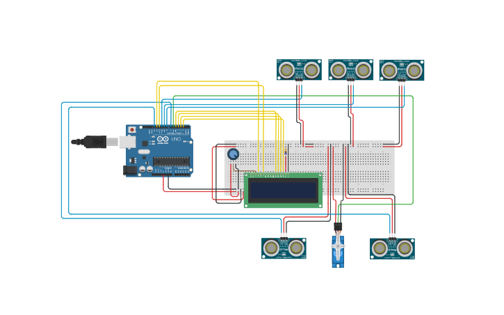 Circuit design CAR PARKING SYSTEM USING ARDUINO - Tinkercad
