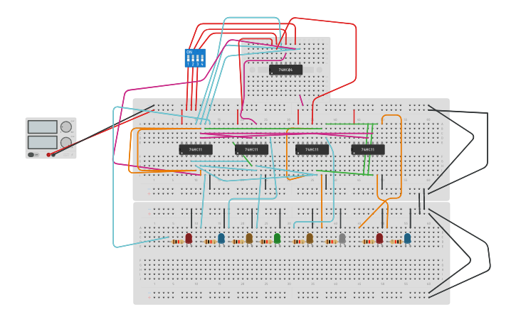 Circuit design 3.8 decoder | Tinkercad