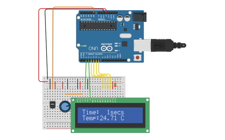 Circuit design Timer+temperature | Tinkercad