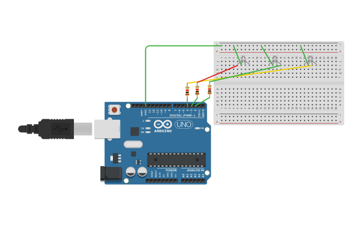 Circuit design Traffic light - Tinkercad