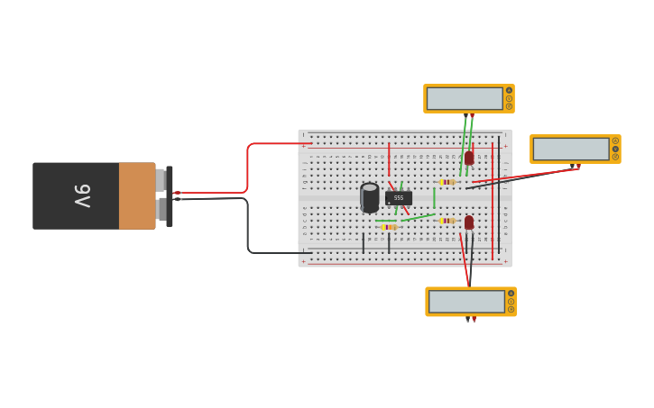 Circuit design flashing lights | Tinkercad