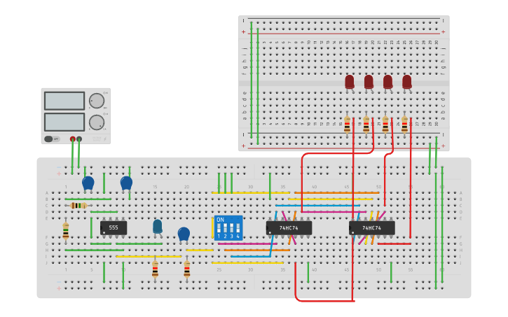 Circuit design sipo shift register - Tinkercad
