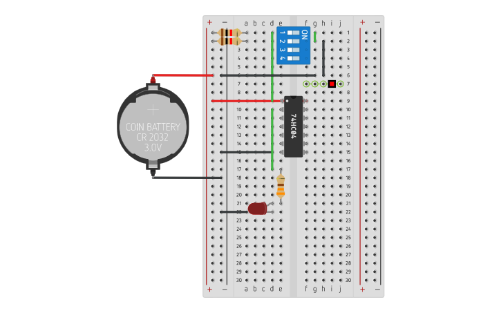 Circuit design NOT gate | Tinkercad