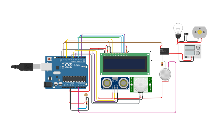 Circuit Design Smart Home Automation Using Sensors V3 Tinkercad