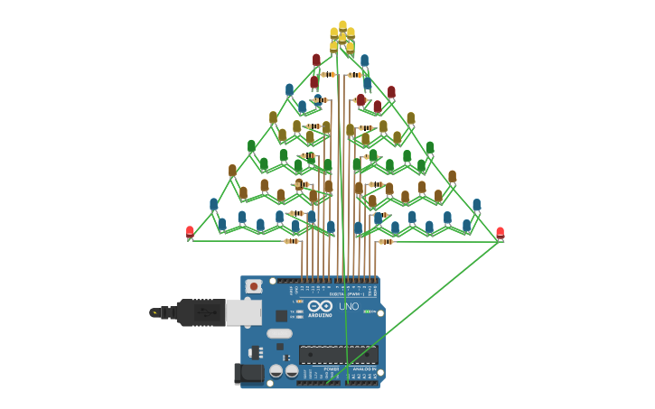 Circuit design Christmas Tree - Tinkercad