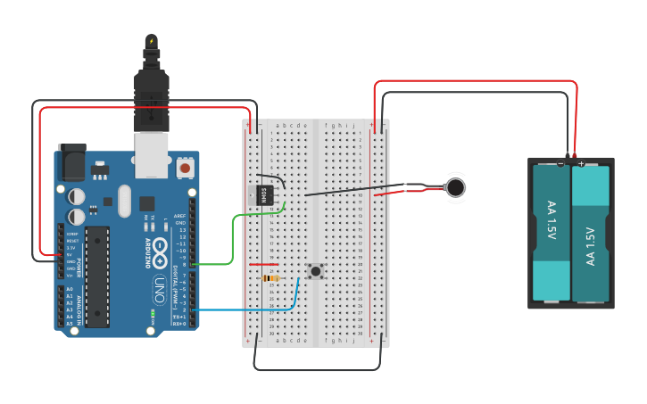 Circuit design Vibration Motor Control with Button - Tinkercad