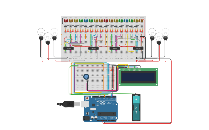 Circuit Design Copy Of Copy Of 32 Leds Flashing Using 74hc595 Tinkercad