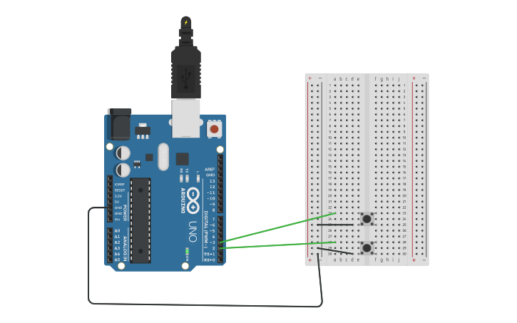 Circuit design Counting to 10 with Interrupts | Tinkercad
