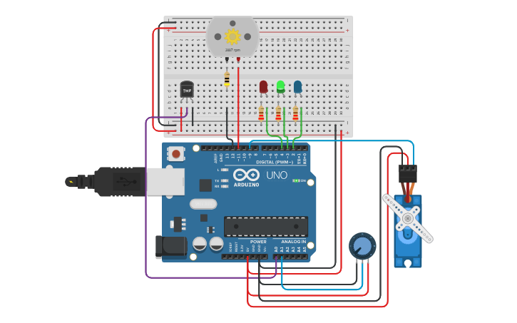 Circuit design M-E2: DC and Servo Motors | Tinkercad