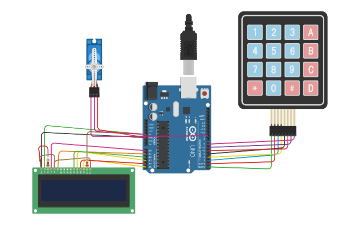 Circuit design DIGITAL KEYPAD SECURITY DOOR LOCK - Tinkercad