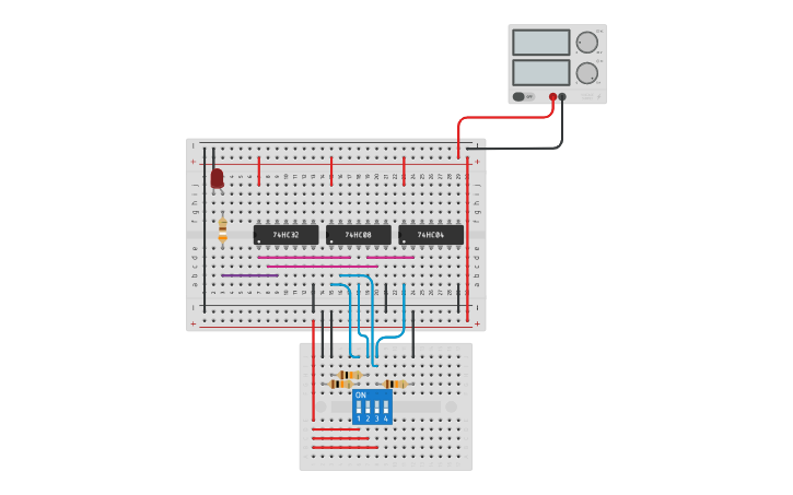 Circuit design Mux 2 Canais de 1 Bit - Tinkercad
