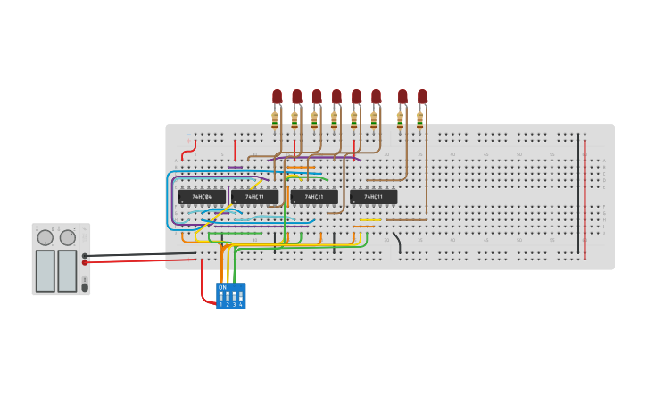 Circuit design 3*8 decoder - Tinkercad
