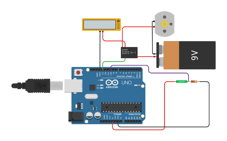 Circuit design Arduino y Relé | Tinkercad