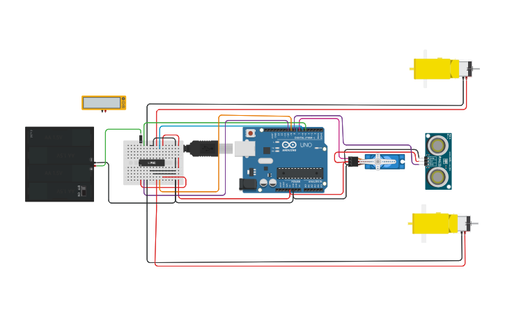 Circuit design Obstacle avoidance car by Robocode - Tinkercad