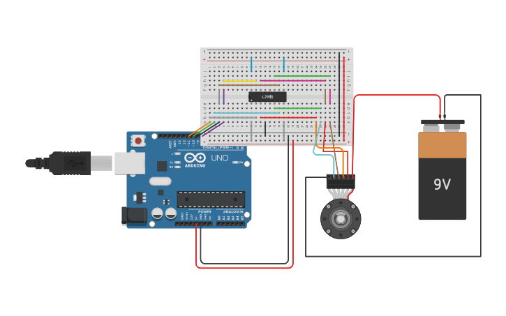 Circuit design Stepper Motor Interfacing - Tinkercad