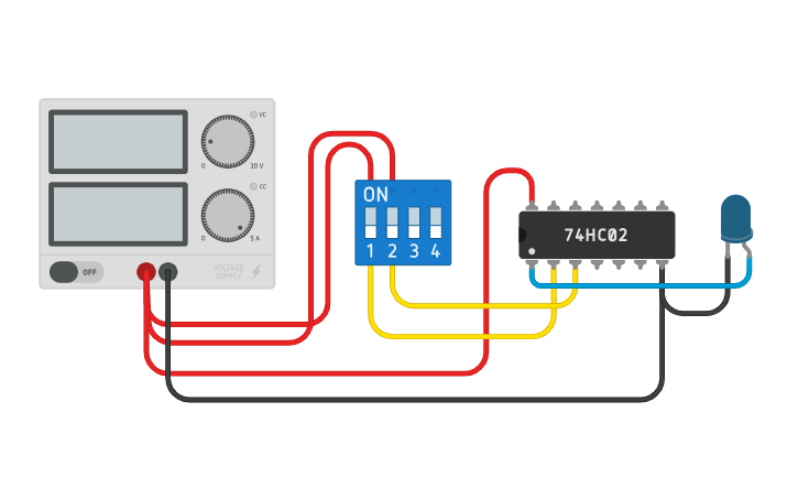 Circuit design NOR Gate Ic 7402 - Tinkercad