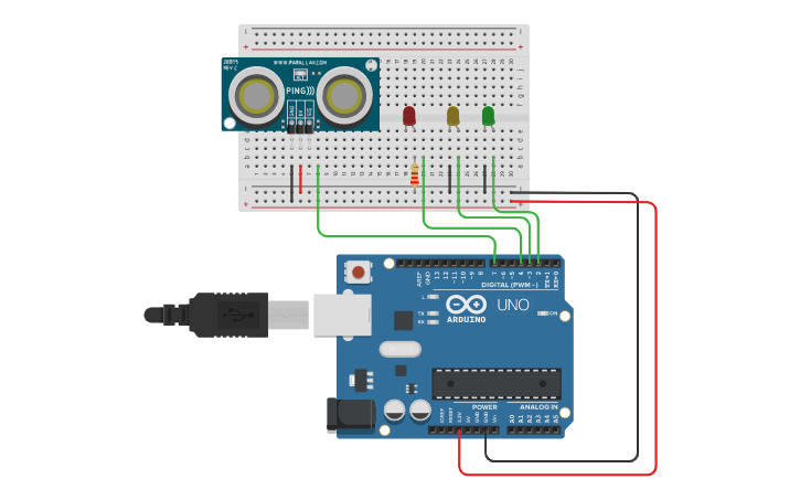 Circuit design ERROR-FILLED Lightup Distance Sensor - Tinkercad Circuit design ERROR-FILLED Lightup Distance Sensor - Tinkercad