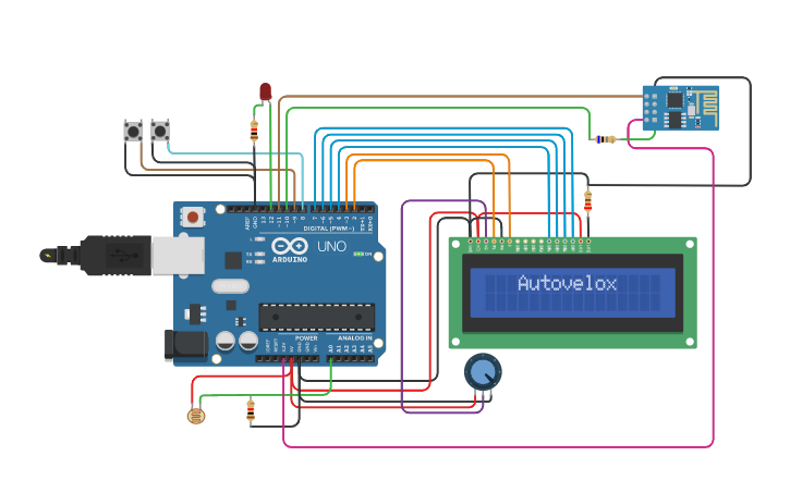 Circuit design Autovelox esp8266 - Tinkercad
