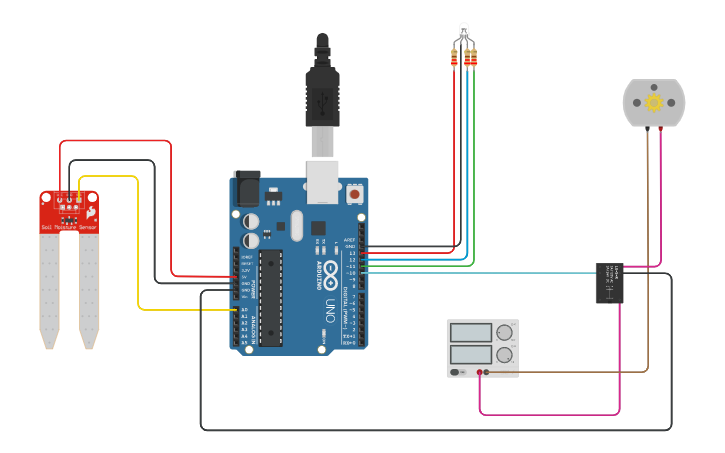 Circuit design Water Plant - Tinkercad