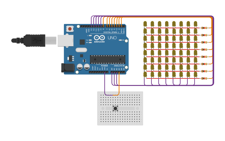 Circuit design 8X8 LED MATRIX DISPLAY TASK B - Tinkercad