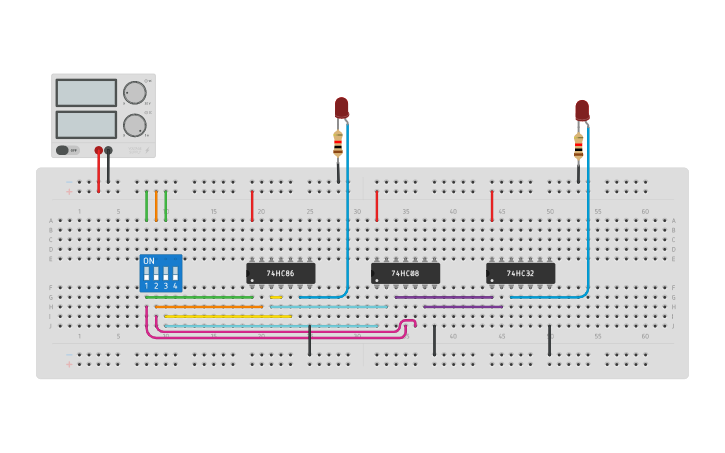 Circuit design Full adder using basic gates | Tinkercad