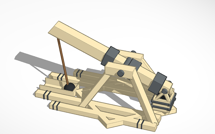 3D design simple Trebuchet - Tinkercad