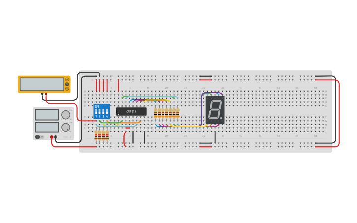 Circuit design Decodificador para un Display de 7 segmentos | Tinkercad