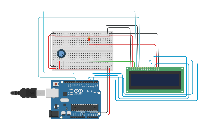 Circuit design LCD BASICS - Tinkercad