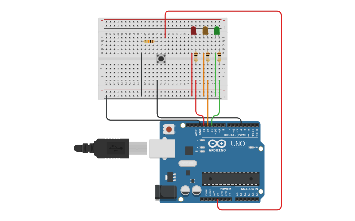 Circuit design Traffic Light - ADVANCED - Tinkercad