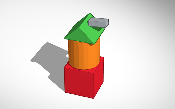 3D design Copy of L565A - Box, Cylinder, Roof, Chimney - Tinkercad