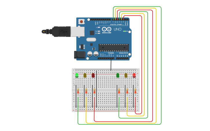 Circuit design Semaforo DEU | Tinkercad